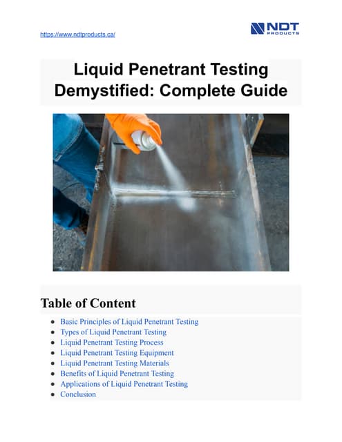Presentation on Dye Penetrant Testing | PPTX