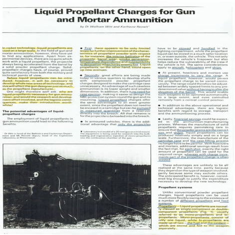 Liquid propellant charges for gun and mortar ammunition | PDF