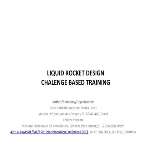 Liquid rocket design challenge based training | PDF