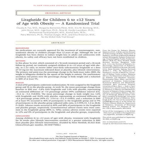Liraglutide for Children 6 to _12 Years of Age with Obesity — A ...