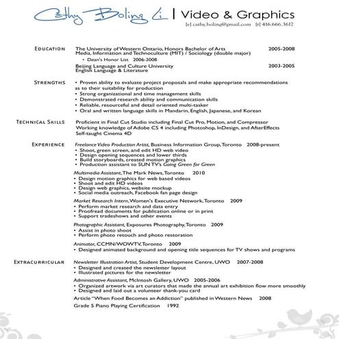 Cathy Li Resume | PDF