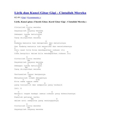 Lirik dan kunci gitar gigi | DOCX