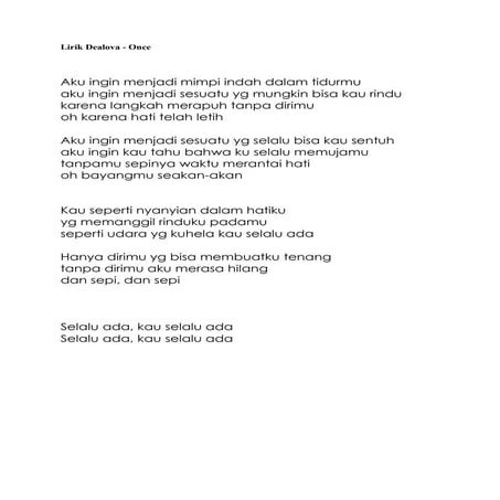 Lirik lagu dealova | DOCX