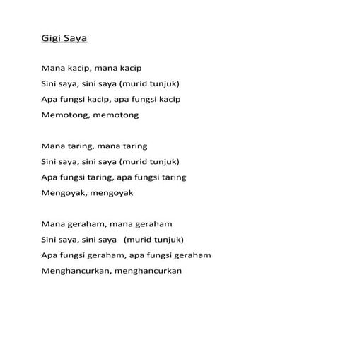 Lirik lagu gigi saya | DOC
