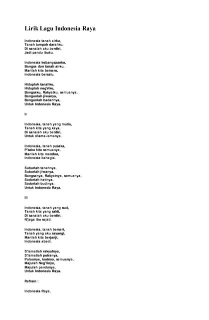 Lirik indonesia raya 3 stanza | DOCX