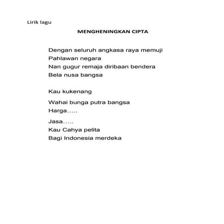 Lirik lagu mengheningkan cipta | DOC