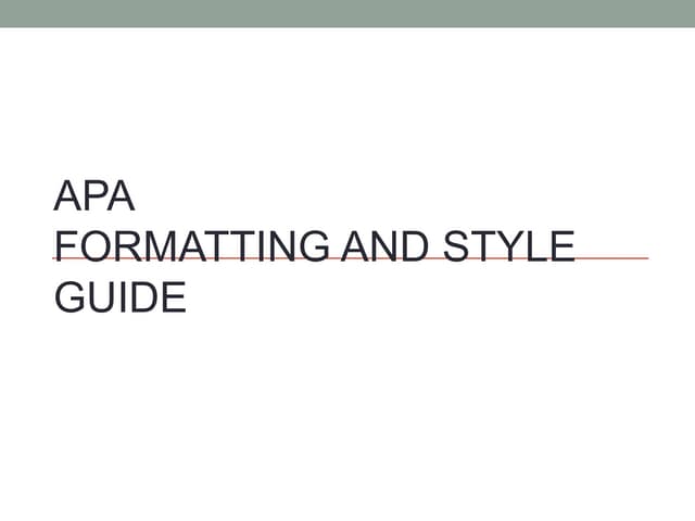APA Style Presentation | PPT
