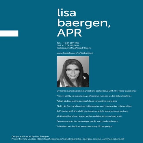 Lisa Baergen Resume Booklet Communications | PDF