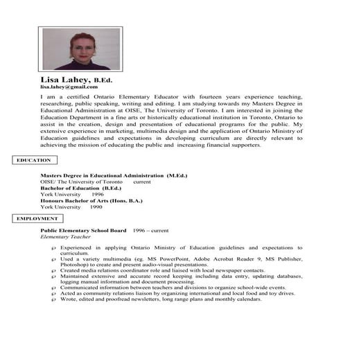 Lisa Lahey CV 2010 | PDF