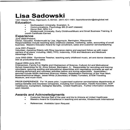 Lisa sadowski resume | PDF