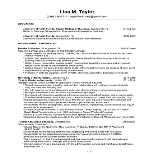 Lisa Taylor's Resume | PDF | Hospitality Industry | Industries