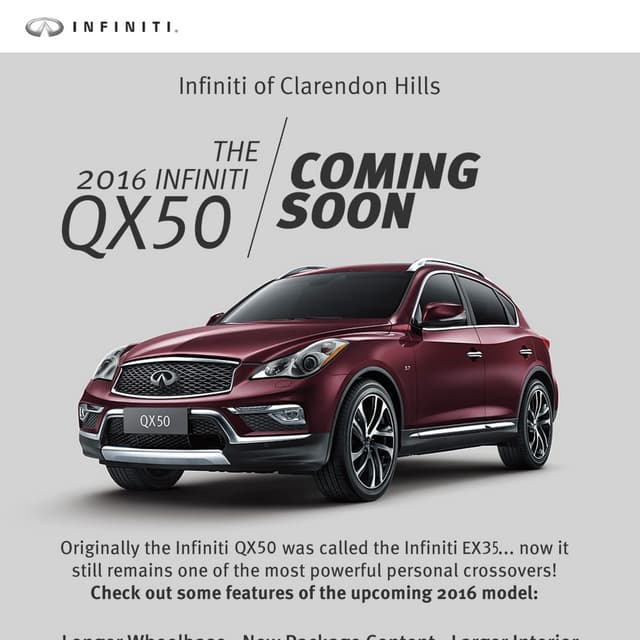 2016 Infiniti Qx50 Coming Soon! | Illinois Area Infiniti Dealer | PDF