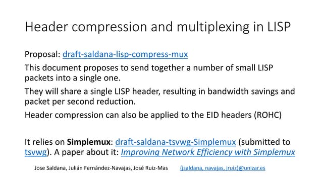 Header Compression And Multiplexing In Lisp Ppt