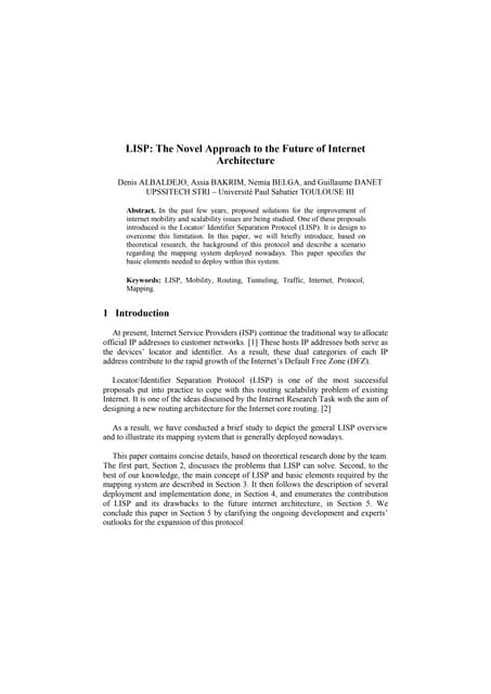 LISP protocol | PDF LISP protocol | PDF