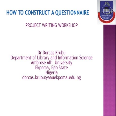 HOW TO CONSTRUCT A QUESTIONNAIRE | PPTX