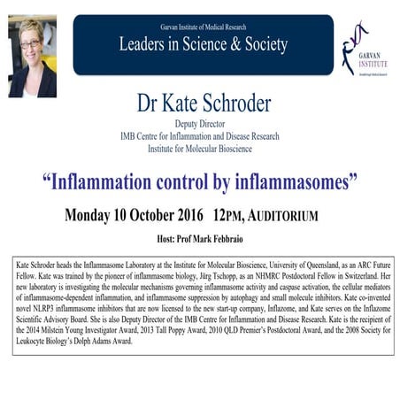Leaders in Science and Society - Dr Kate Schroder | PDF | Biological ...