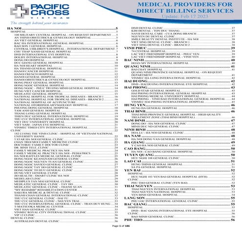 List of Medical Providers for Direct Billing in Vietnam by Pacific ...