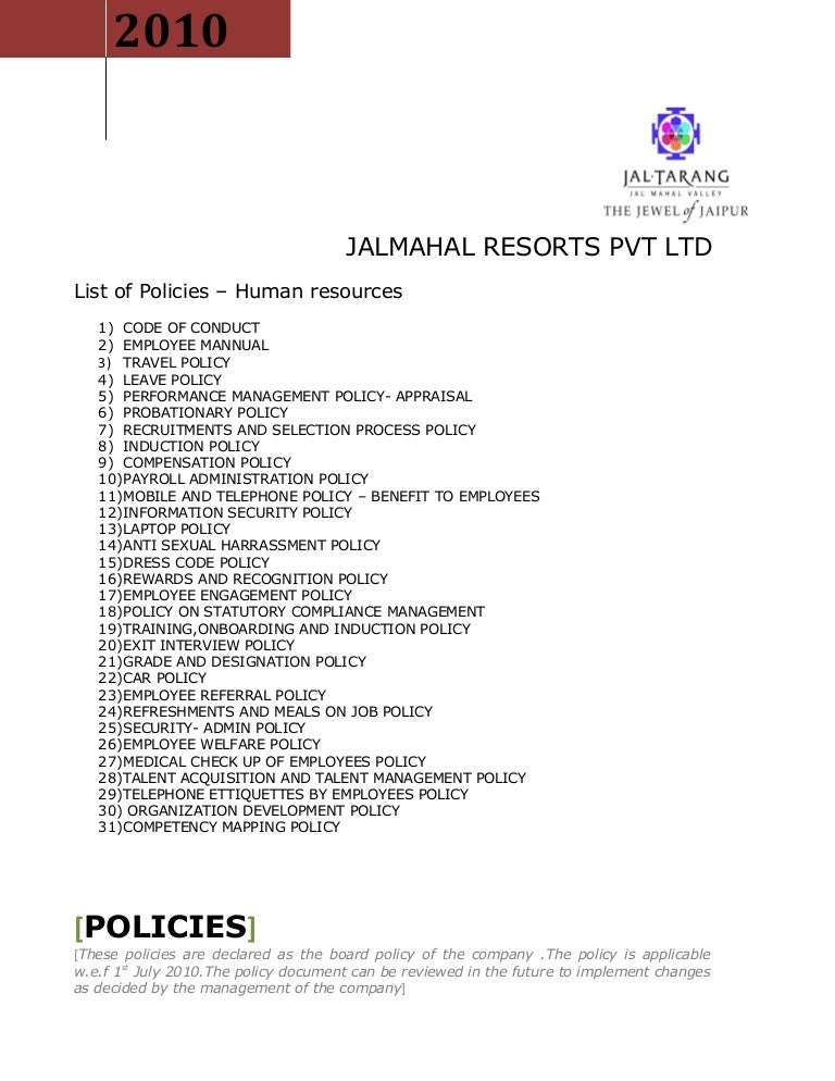 List Of Policies list-of-policies