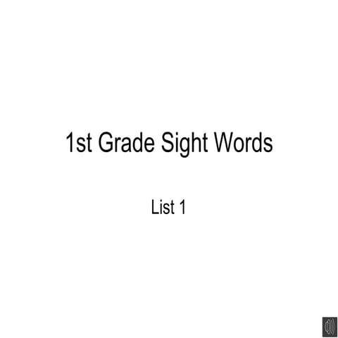 List1 Sight Words | PPT | Education
