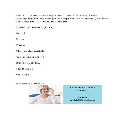 List 10–12 major concepts and write a few-sentences description for .docx