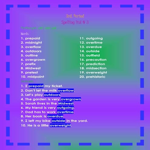 List # 3 words and sentences | DOCX