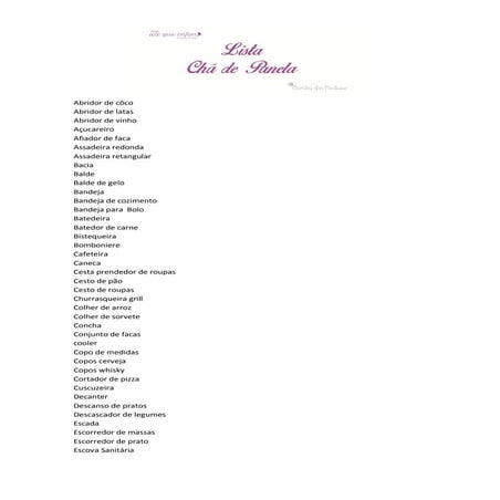 Lista chá-de-cozinha | PDF