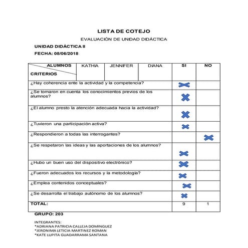 Lista de cotejo | DOCX