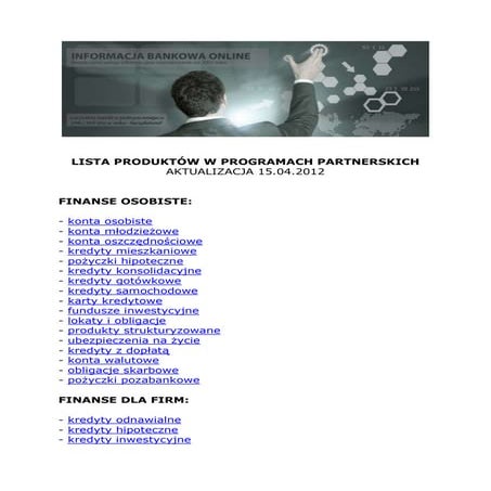 LISTA PRODUKTOW W PROGRAMACH PARTNERSKICH | PDF