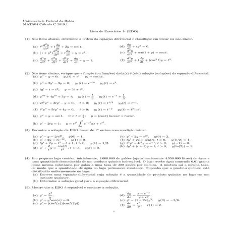 Lista 1 edo 20191 | PDF