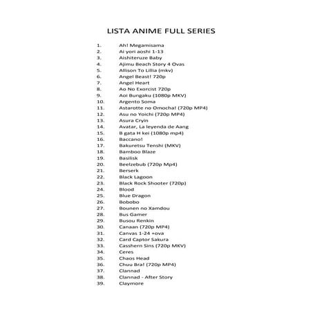Lista anime full series | PDF