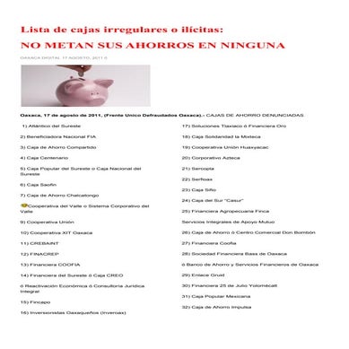Lista de cajas irregulares o ilícitas | PDF