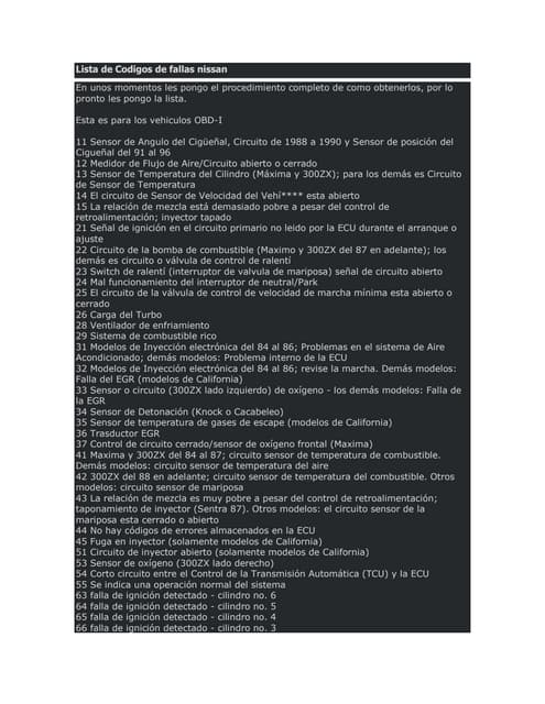 Honda/ Acura OBD1 Code List (PDF) | PDF