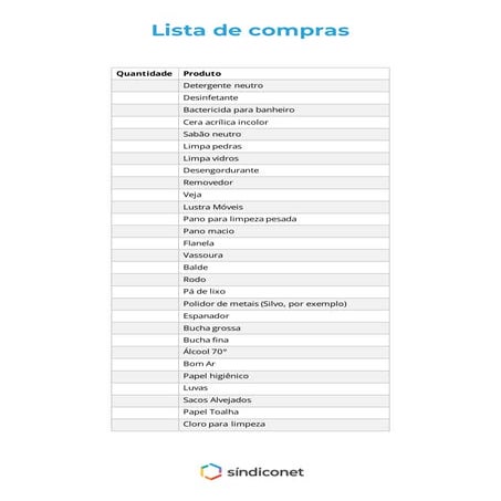 Sugestão de lista de compras - Atualizado | DOCX