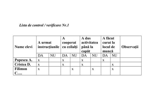 Foaie de monitorizare şi control | PPT