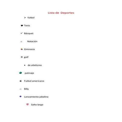 Lista de deportes | DOCX