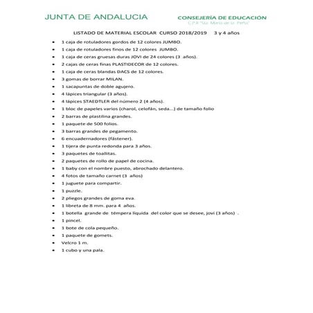 Listado de material escolar | PDF