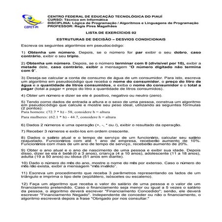 Lista Exercicios 02 | ODT