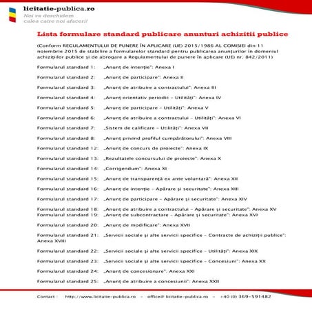 Lista formulare standard achizitii publice 2015 | PDF