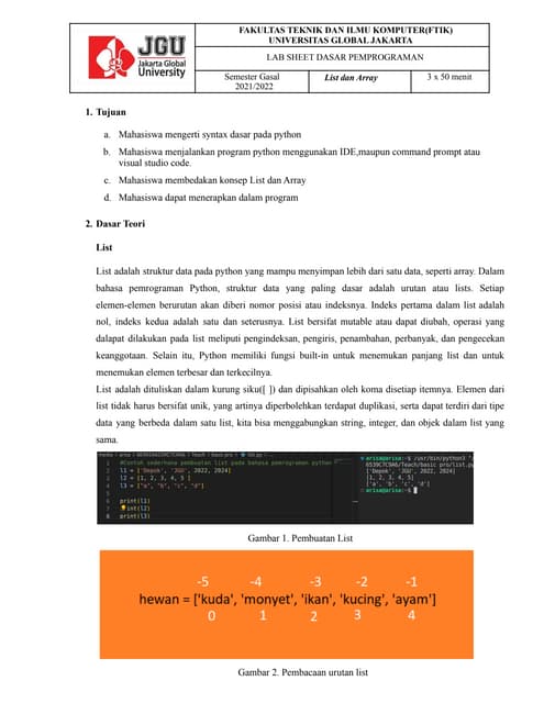List Dan Array Docx Pdf
