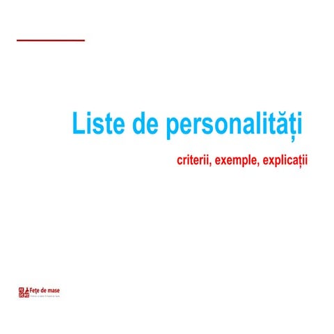 Liste de personalitati - criterii, exemple, explicaţii | PDF