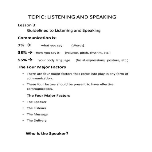 Listening And Speaking Docx