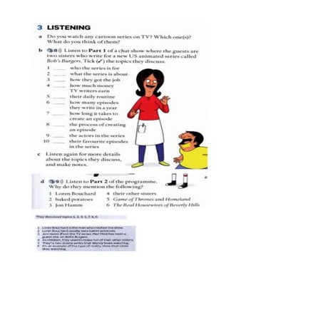 Listening cartoons and transcript | DOCX