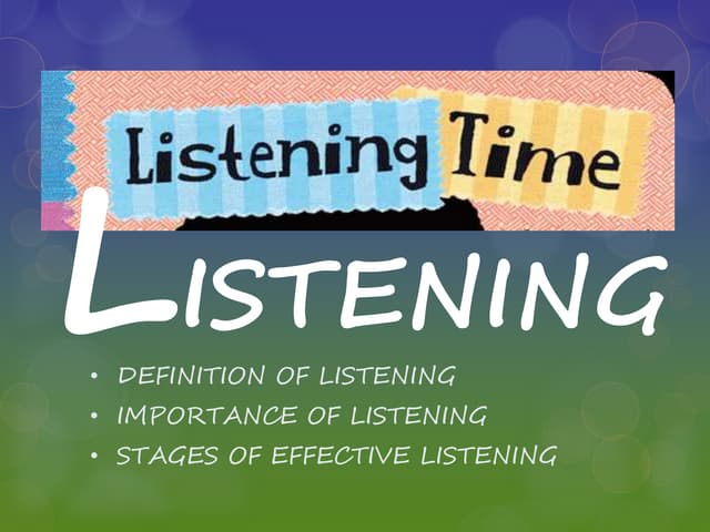 Introduction to listening skills. | PPTX