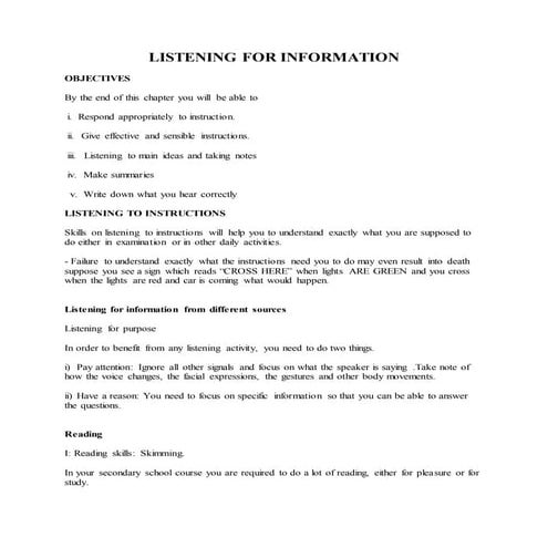 Listening for information | DOCX
