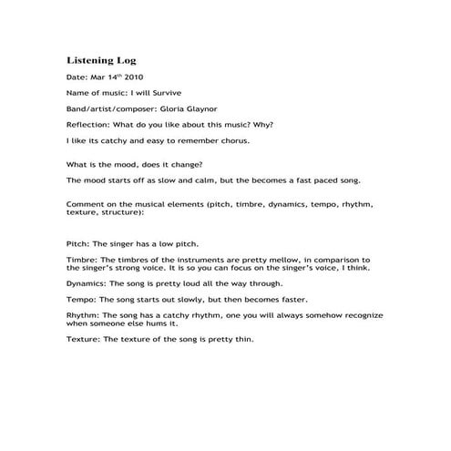 Listening Log | DOC
