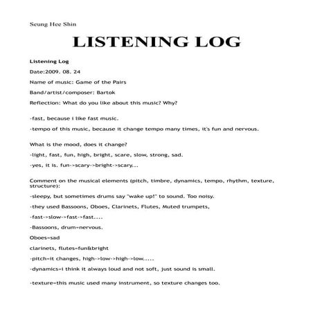 Listening Log | ODT