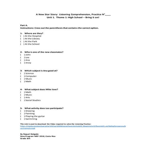 Listening Practice using a Short Story | PDF