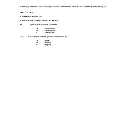 Listening sample task multiple choice | PDF