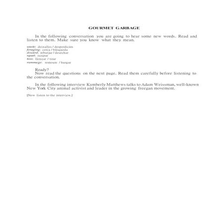 Listening 09 Gourmet garbage | PDF