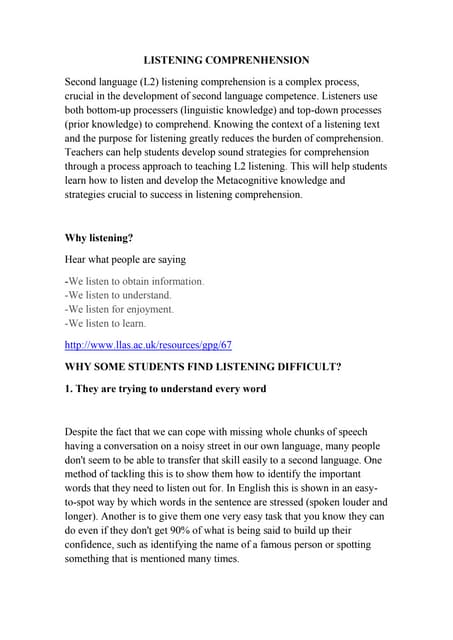 A LESSON PLAN ON LISTENING SKILLS | DOC